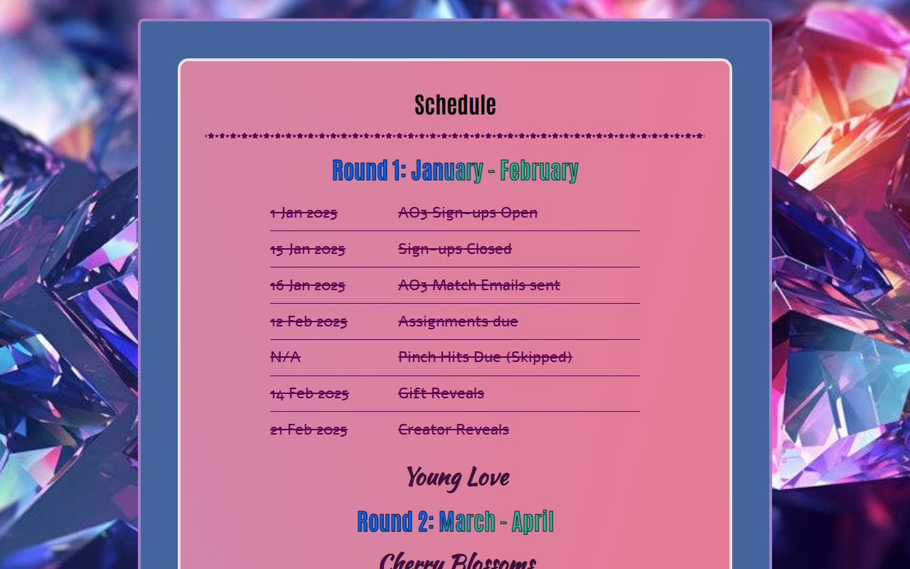 Hidden Gems Schedule